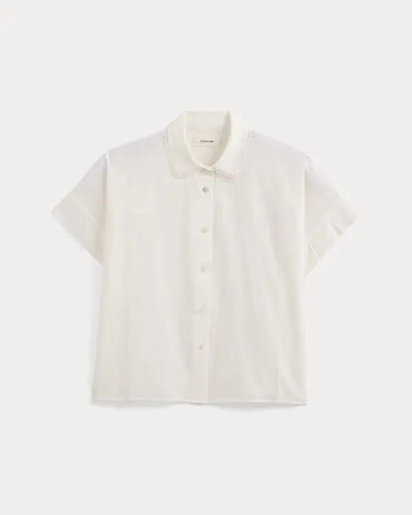 Everlane Scalloped-collar Square Shirt - Bone