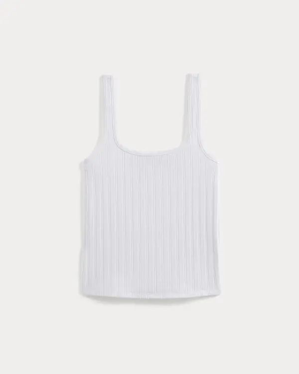 Everlane Scoop-neck Tank Top In Pointelle - White