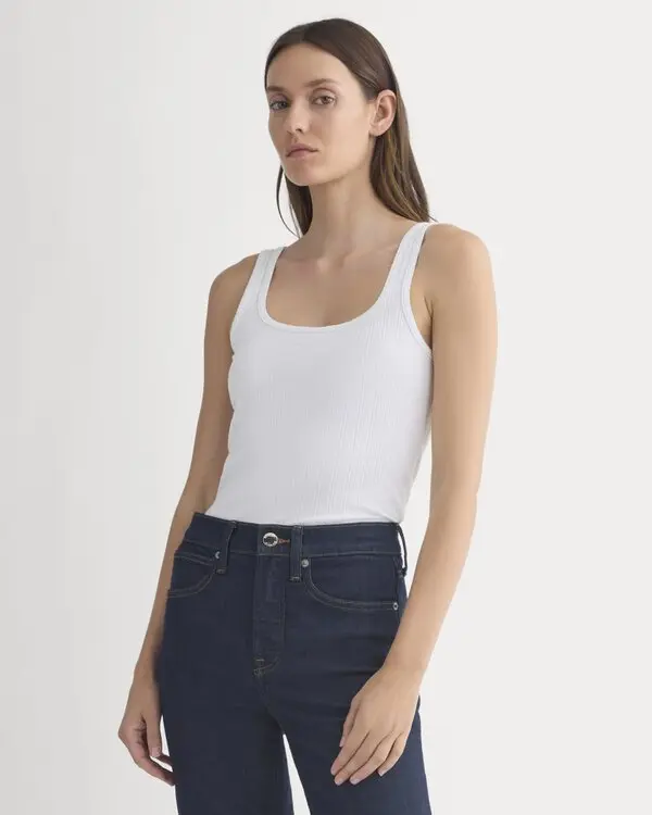 Everlane Scoop-neck Pointelle Tank Top - White