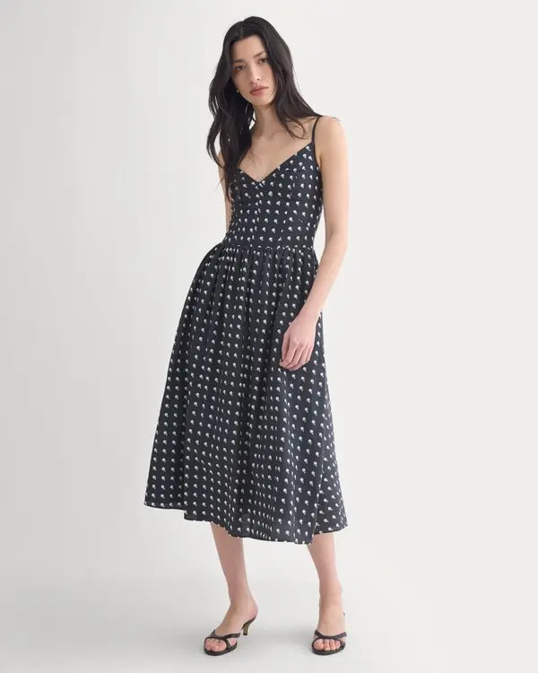 Everlane Cotton Silk Voile Midi Dress - Black