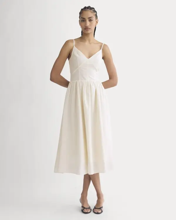 Everlane Cotton Silk Voile Midi Dress - Bone