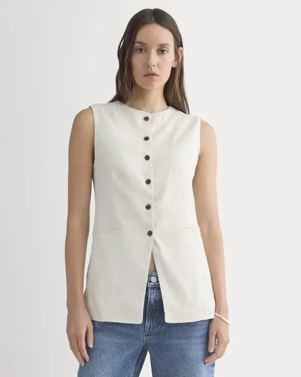 Everlane Stretch Linen Long Vest - Birch