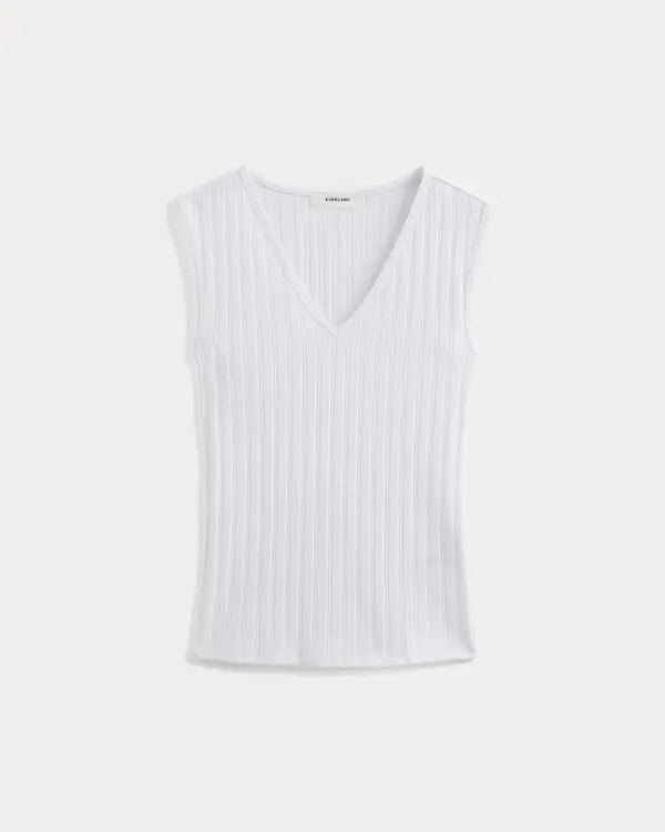 Everlane V-neck Tank Top In Pointelle - White