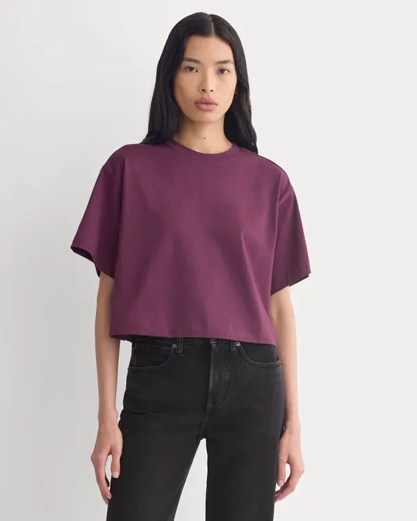 Everlane Forever Jersey Cropped T-shirt - Deep Plum