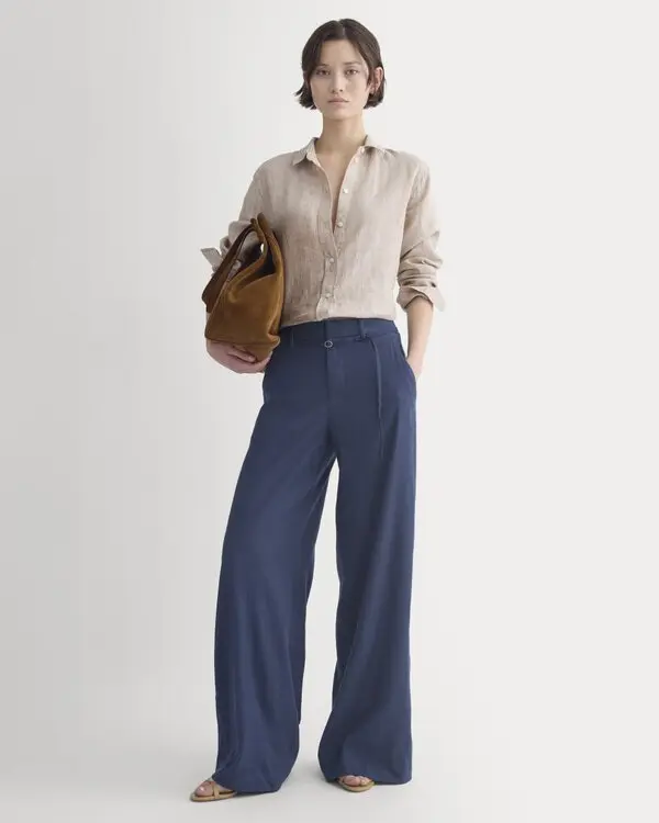 Everlane Wide-leg Belted Pant - Navy