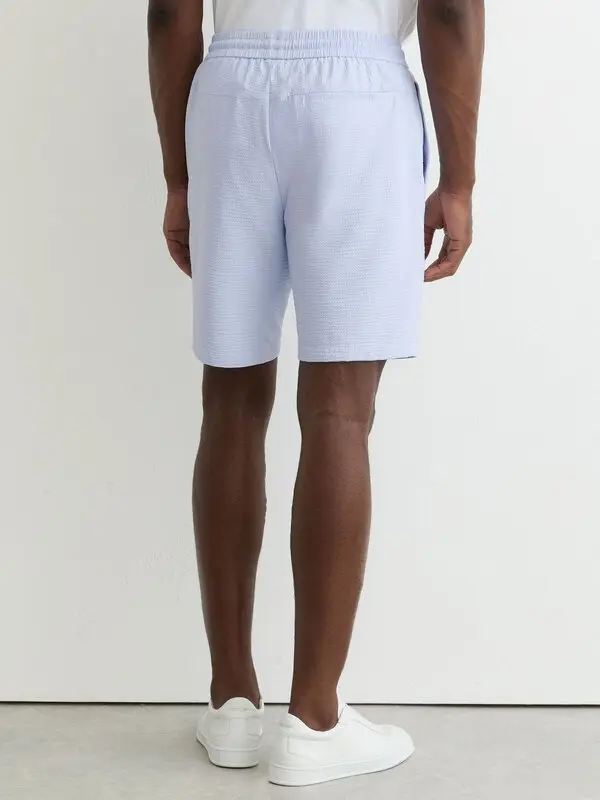 REISS Ajay Seersucker Drawstring Shorts - Soft Blue