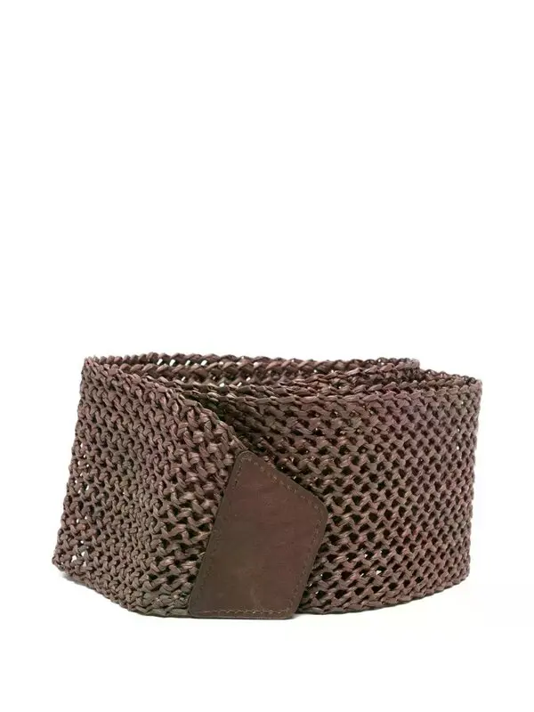 Antonelli Firenze Woven Belt With Leather Applique - Brown