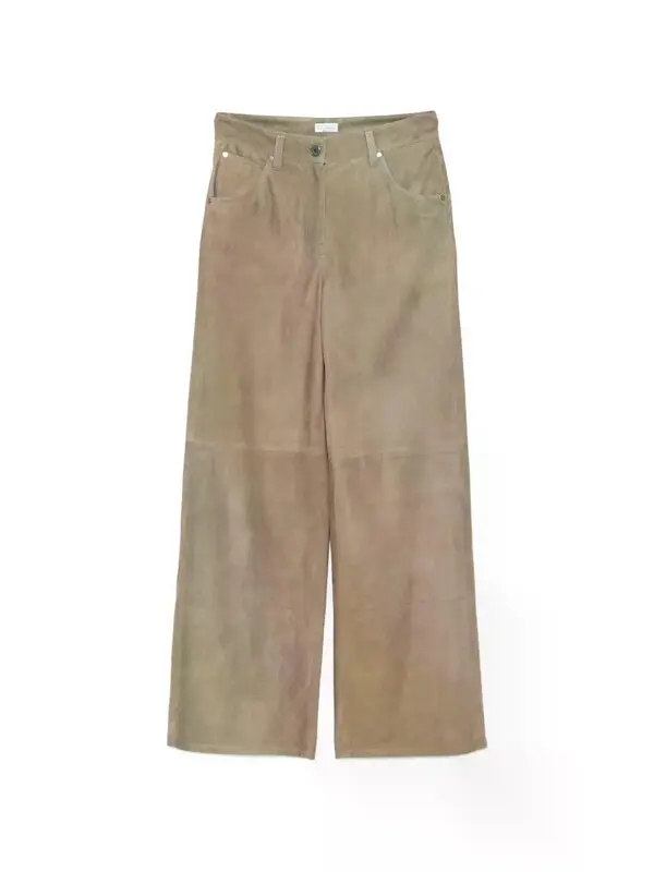 Brunello Cucinelli Panelled Leather Trousers - Neutrals