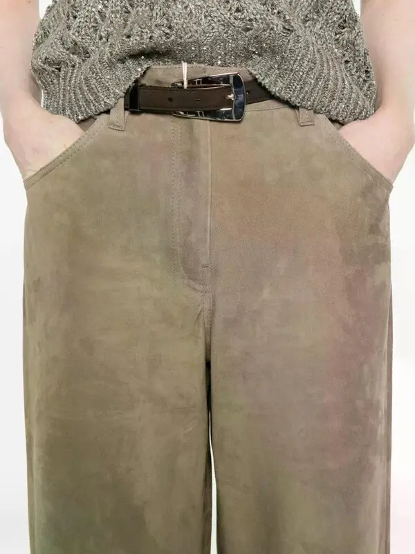 Brunello Cucinelli Panelled Leather Trousers - Neutrals