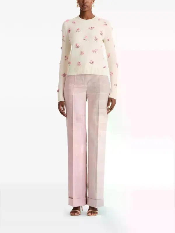 Oscar De La Renta Flower-detail Sweater - Neutrals
