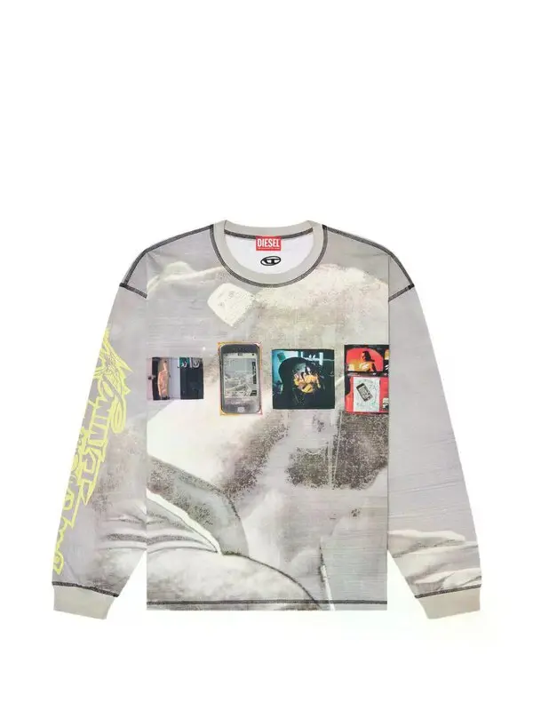 DIESEL® Graphic-pattern Long Sleeve T-shirt