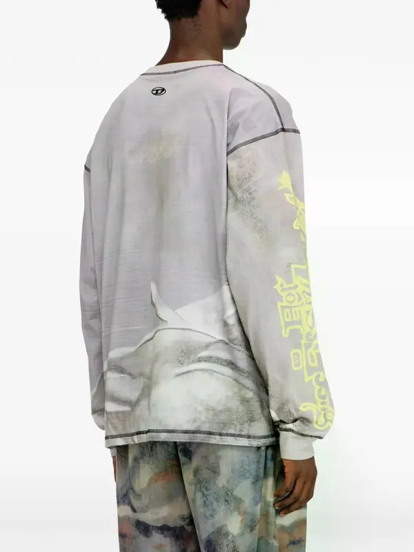 DIESEL® Graphic-pattern Long Sleeve T-shirt
