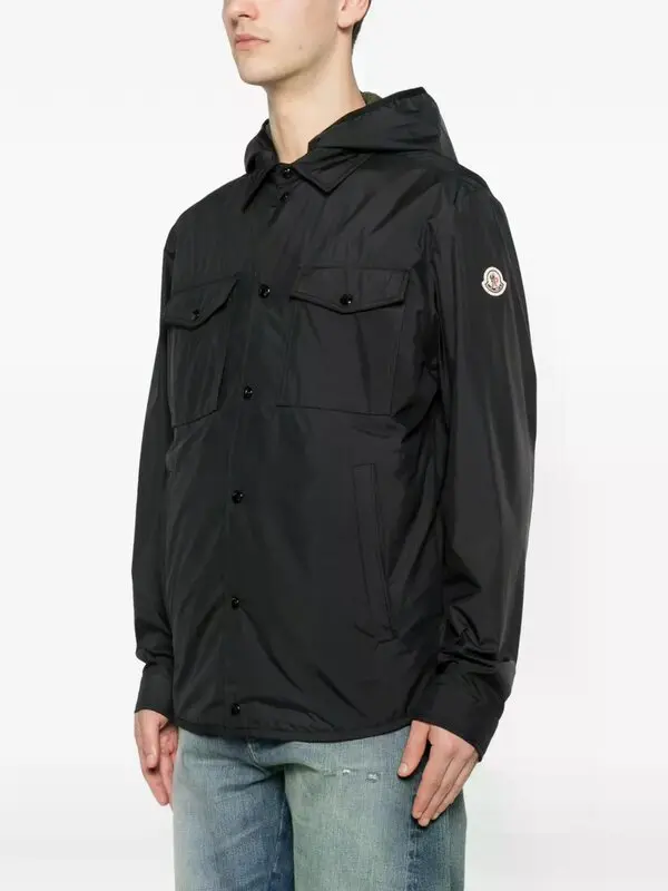 Moncler Hooded Jacket With Chest Pockets - Black