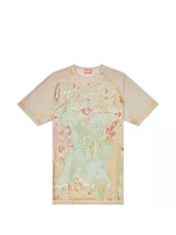 DIESEL® T-shirt In Printed Devoré Jersey - Neutrals