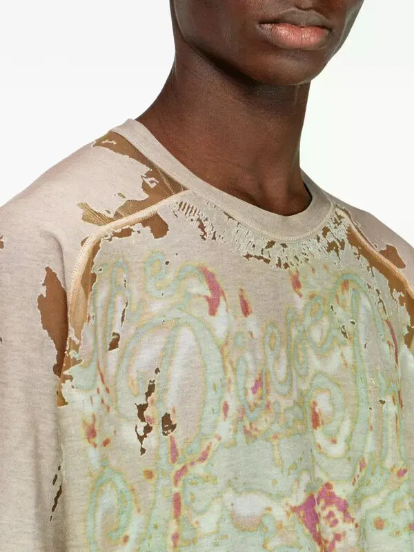 DIESEL® T-shirt In Printed Devoré Jersey - Neutrals