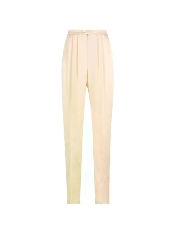 Saint Laurent Pleated Silk Trousers - Neutrals