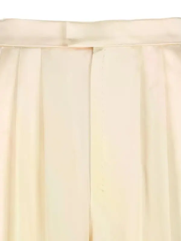 Saint Laurent Pleated Silk Trousers - Neutrals