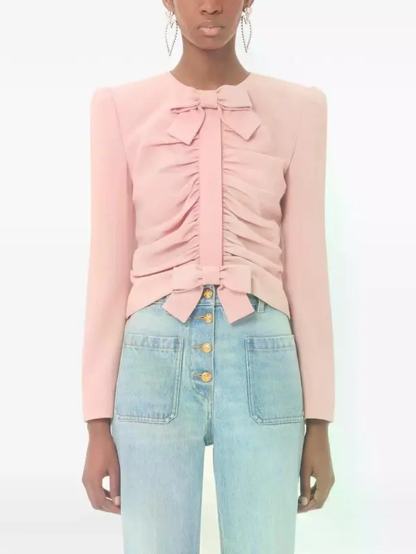 Valentino Garavani Bow-appliqué Cropped Jacket - Pink