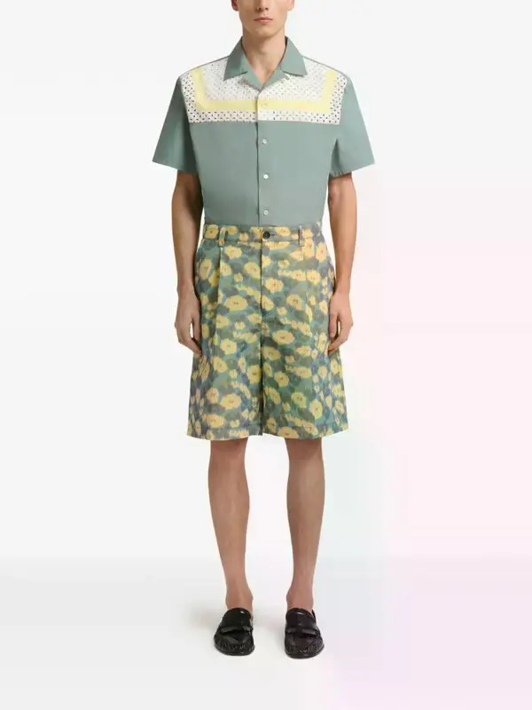 Marni Floral Print Pleated Shorts - Yellow