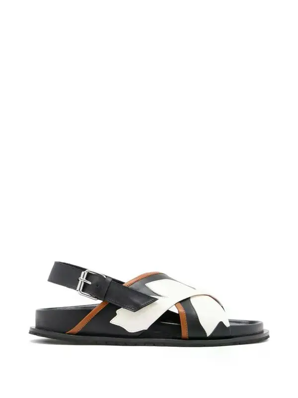 Plan C Criss-cross Strap Sandals - Black