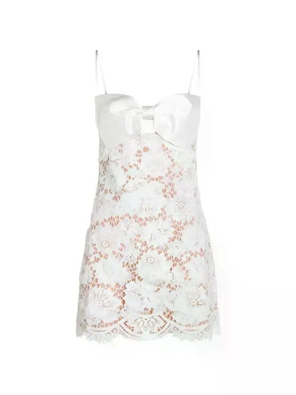SELF-PORTRAIT Bow Lace Mini Dress - White