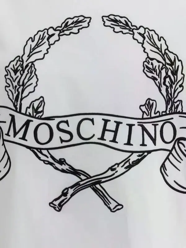 Moschino Laurel Logo-embroidered T-shirt - White