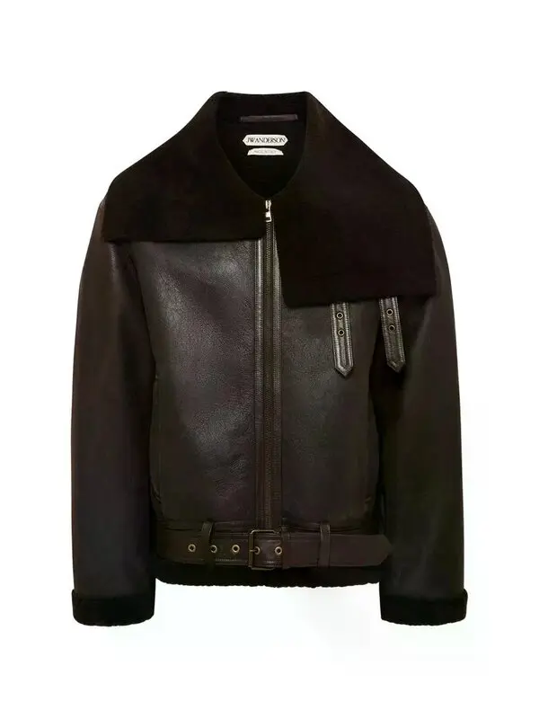 JW Anderson Shearling Belted Jacket - Brown