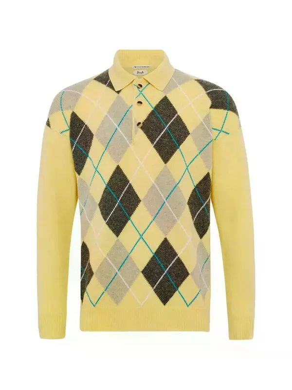 JW Anderson X Pringle Argyle Button Polo - Yellow