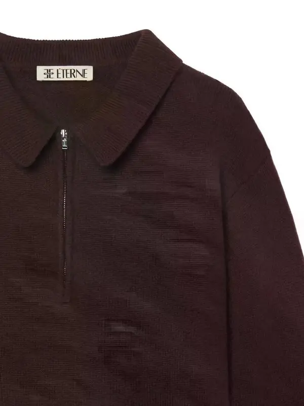Eterne Blaise Zip Collared Sweater - Brown