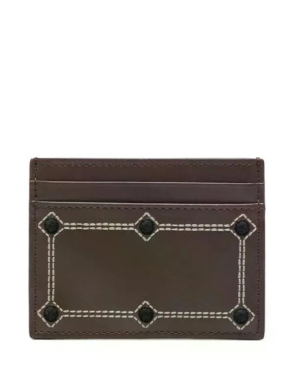 Etro Embroidered Leather Cardholder - Brown