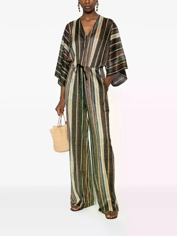 SIYU Striped Tie-fastening Jumpsuit - Gold