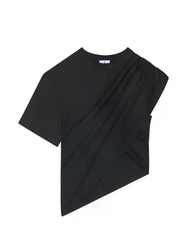 COURREGES Asymmetric Draped T-shirt - Black