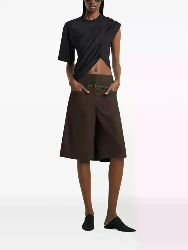COURREGES Asymmetric Draped T-shirt - Black