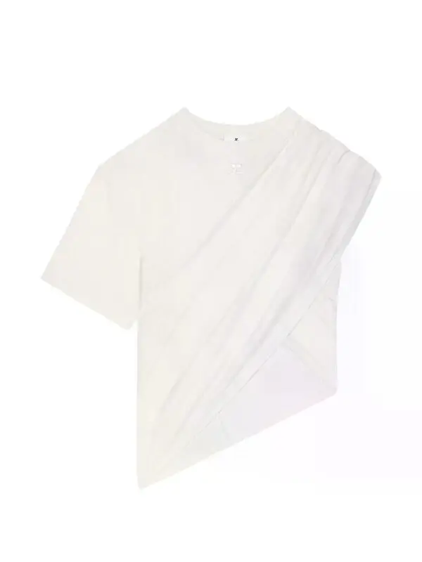 COURREGES Asymmetrical-sleeve T-shirt - White