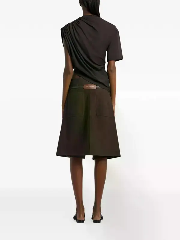 COURREGES Asymmetric Draped T-shirt - Brown