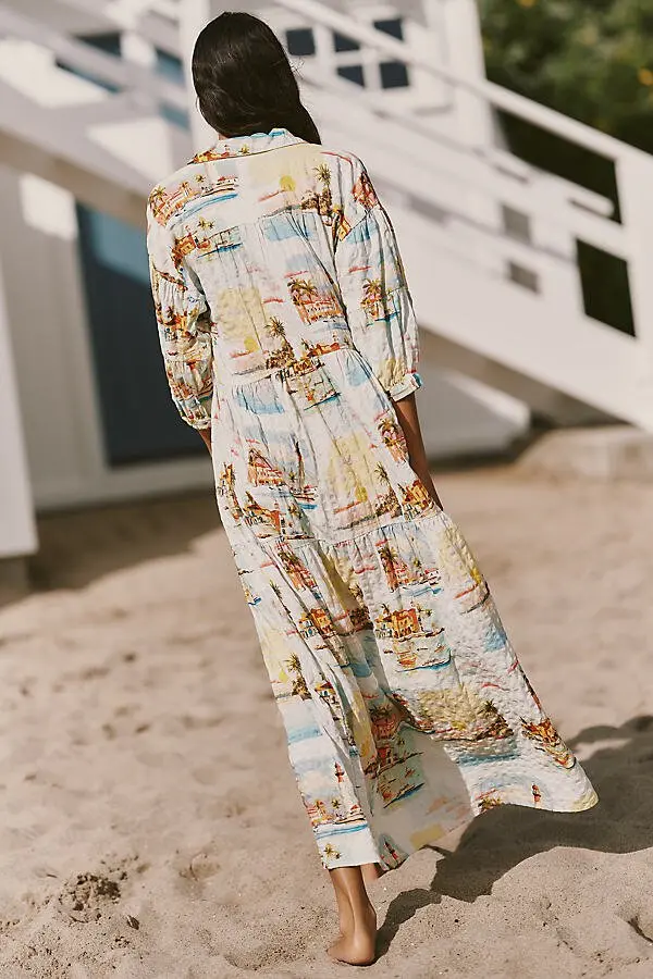the carolita printed tiered shirt dress Celandine The Carolita Printed Tiered Shirt Dress by Celandine