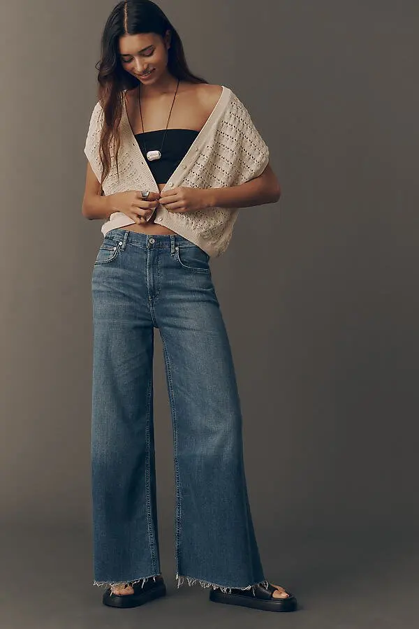 Citizens Of Humanity Lyra Long High-rise Wide-leg Jeans - Elm