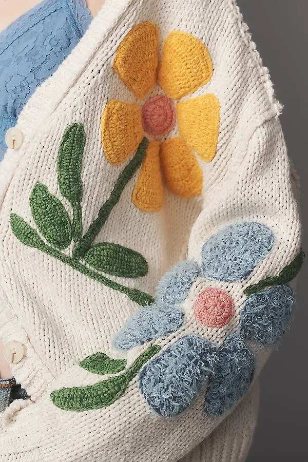 PILCRO Textured Icon Cardigan Sweater - Ivory