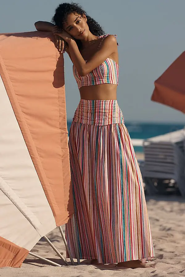 Peixoto Rowan Midi Skirt - Pink Stripe