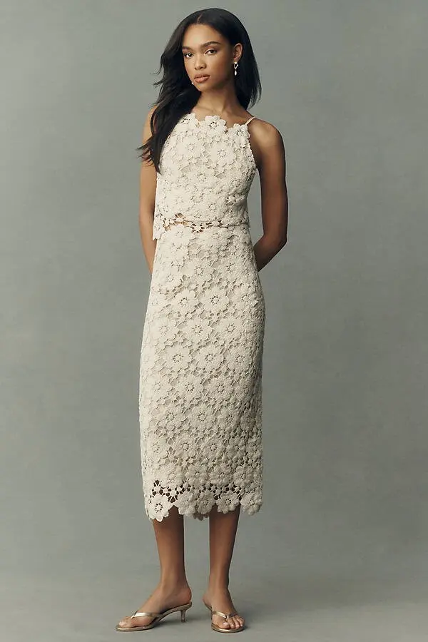 Bardot Veneta Crochet Tank Top - Light Sand