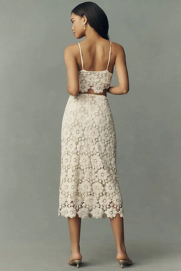 Bardot Veneta Cotton Crochet Midi Skirt