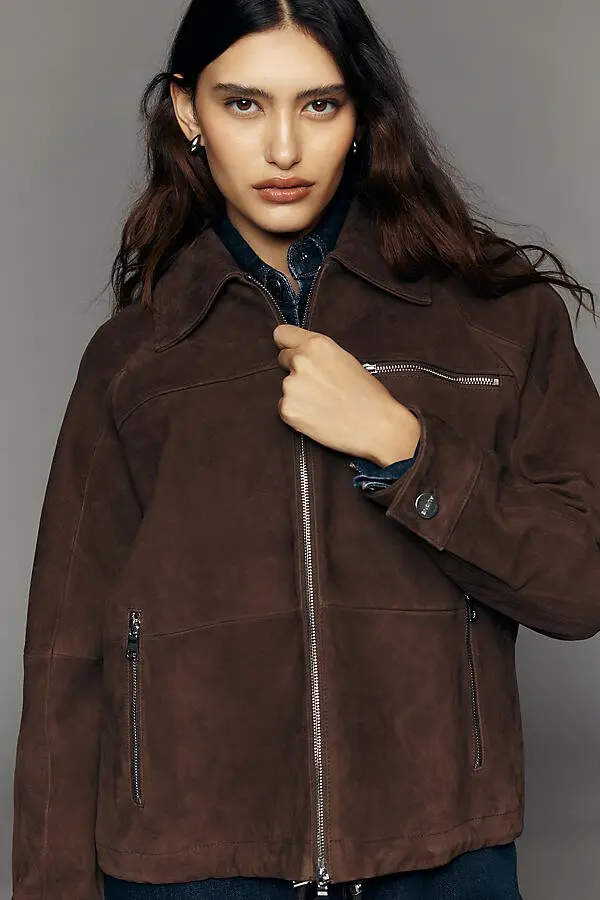 ALIGNE Alex Suede Bomber Jacket