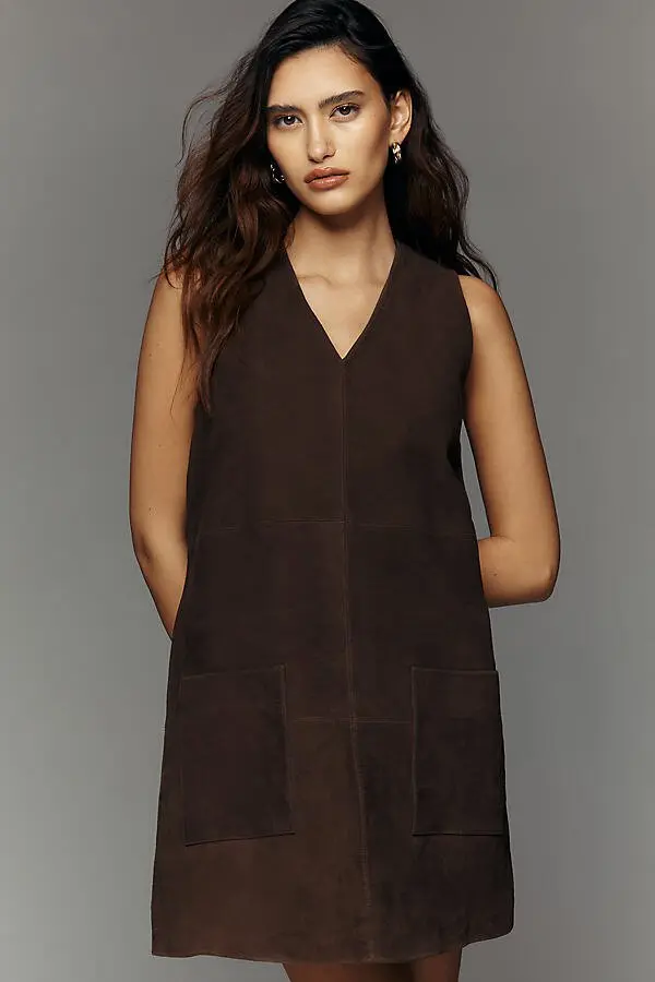 ALIGNE Piper Suede Mini Dress - Chocolate