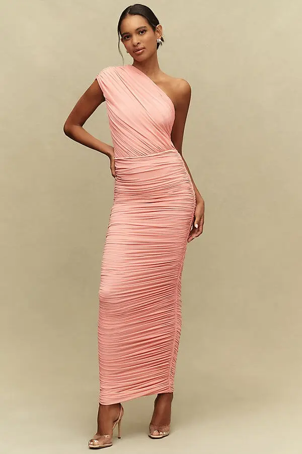 Ronny Kobo Emina One-shoulder Gathered Maxi Dress - Pink