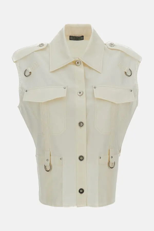 DURAZZI MILANO Sleeveless Cotton Top - Beige