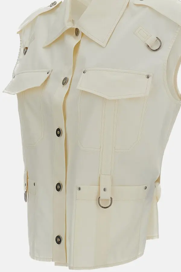 DURAZZI MILANO Sleeveless Cotton Top - Beige