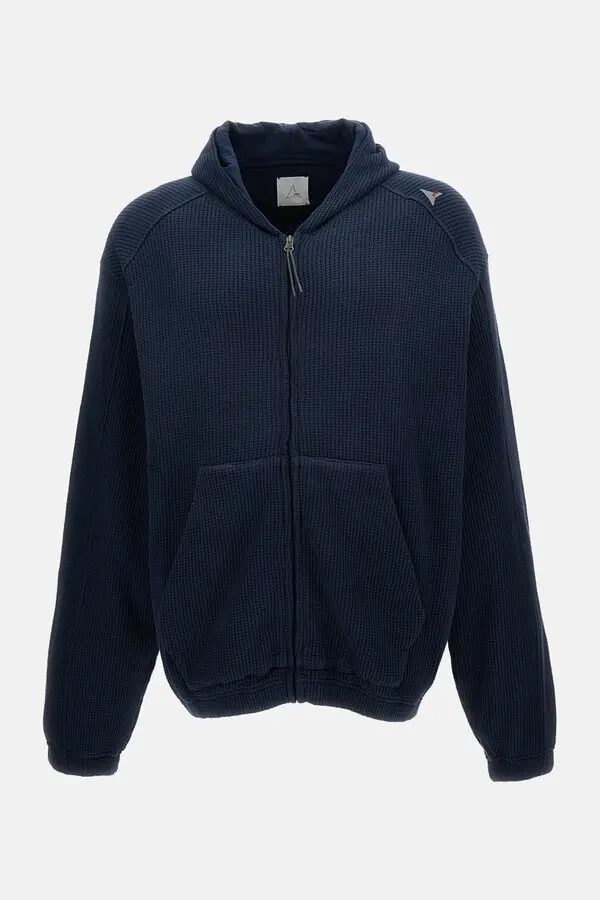 ROA Cotton Honeycomb Weave Hoodie - Blue