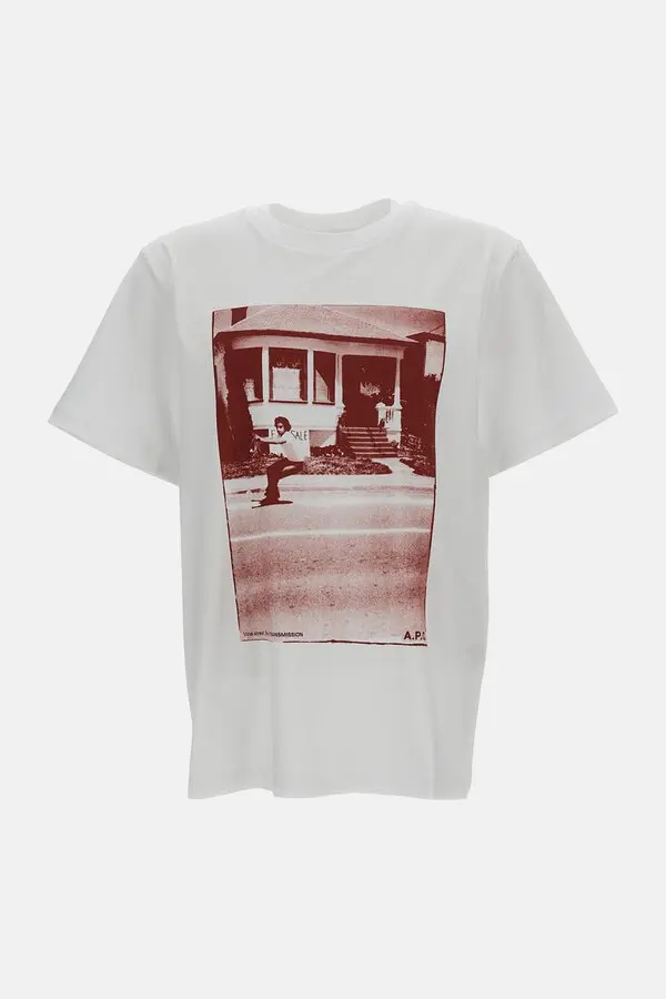 A.p.c. Short-sleeved Shirt With Print - White