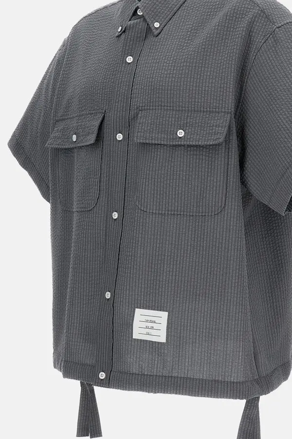 Thom Browne Oversized Short-sleeved Shirt - Grey