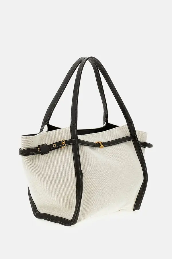 TOD'S Medium Fabric Shopper - White